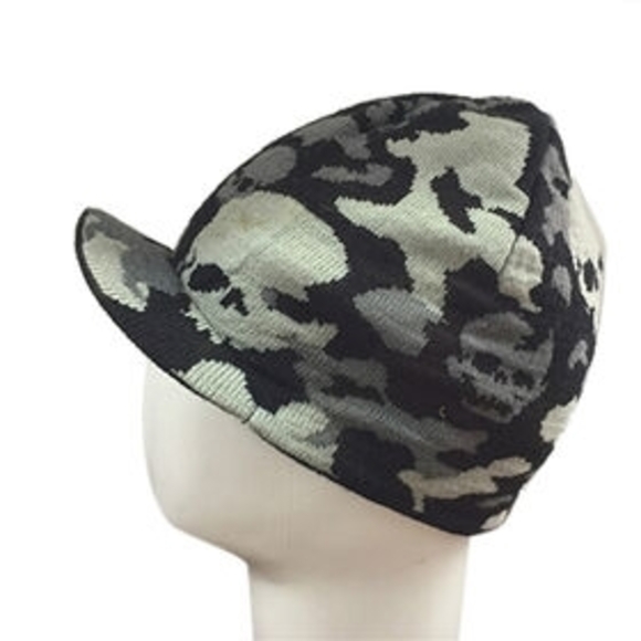 Source Unknown | Accessories | Skull Camo Stretch Pattern Knit Cap Bill ...